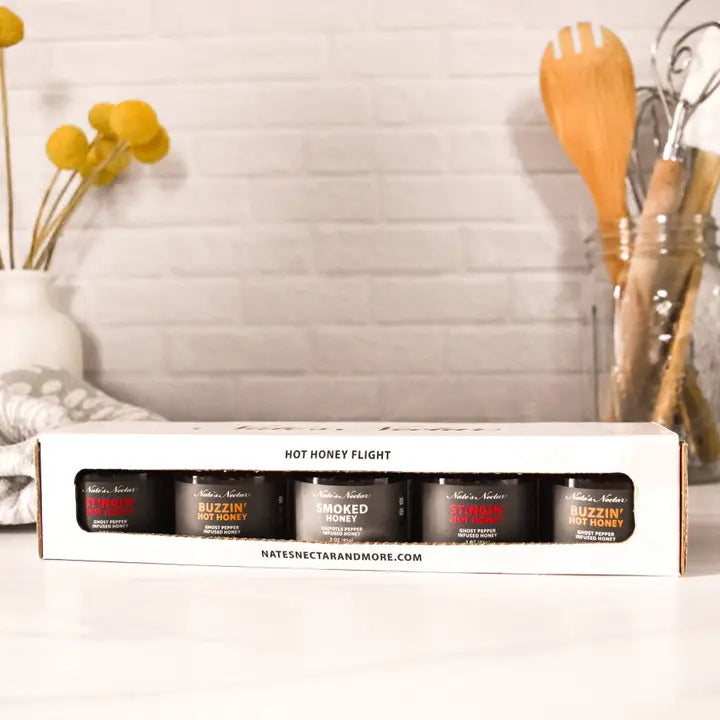 Hot Honey Flight – 5-Flavor Sampler Gift Set – Bee Mission
